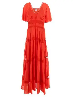 FORTE_FORTE Cotton Silk Lace Detailed Maxi Dress - Multicolor