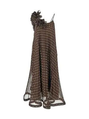 P.a.r.o.s.h Long Dress With Thin Straps And Polka Dot Motif - Multicolor