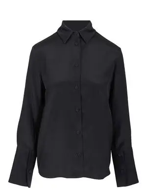 Max Mara Oversized Silk Crepe De Chine Shirt - Blue