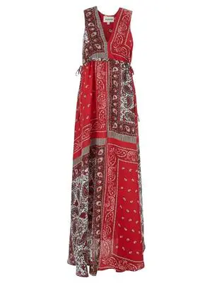 P.a.r.o.s.h Silk Bandana Motif Long Dress - Multicolor