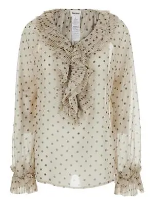 P.a.r.o.s.h Polka Dot Tech Fabric Ruffled Blouse - Multicolor