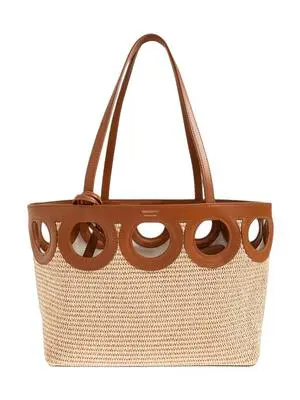 FERRAGAMO Leather And Raffia Shoulder Bag - Brown