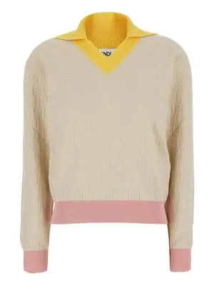 Fendi Ff Jacquard Cotton Pullover - Multicolor