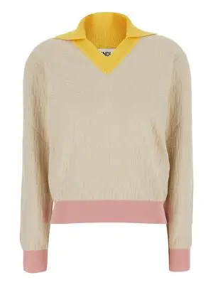Fendi FF Jacquard Cotton Pullover Multicolor