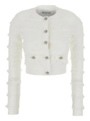SELF-PORTRAIT SELF-PORTRAIT Pointelle Diamante Cardigan Multicolor