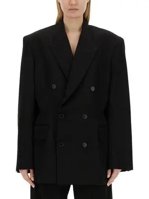 Balenciaga Cinched Wool Jacket - Black