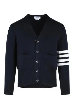 Thom Browne Milano 4-bar Virgin Wool Cardigan - Blue