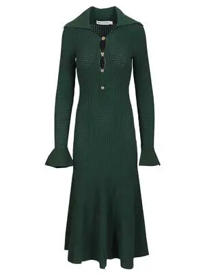 SELF-PORTRAIT Kknitted Midi Dress - Green
