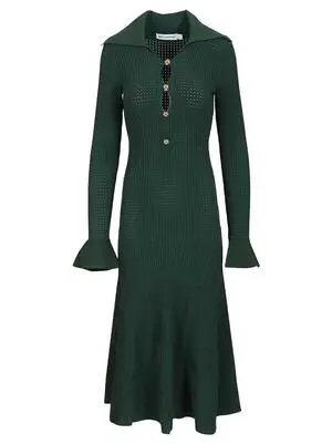 SELF-PORTRAIT Kknitted Midi Dress - Green