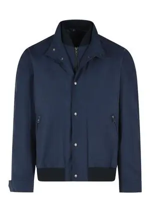 FAY Cotton And Nylon Faille Bomber Jacket - Blue