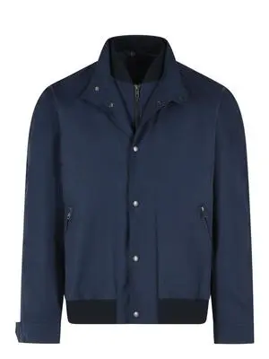 FAY Cotton And Nylon Faille Bomber Jacket - Blue