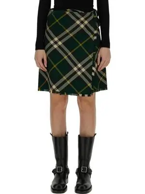 Burberry Wool Mini Skirt - Green