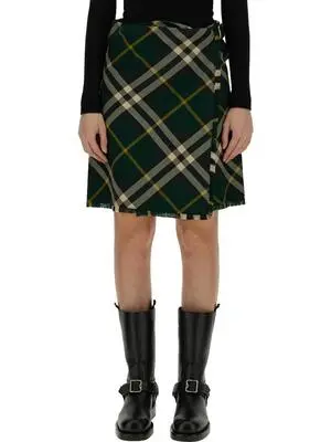 Burberry Wool Mini Skirt - Green