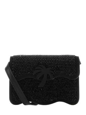 Palm Angels Embellished Leather Micro Palm Beach Crossbody Bag - Black
