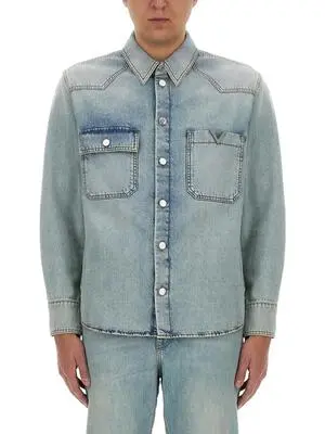 Valentino Garavani Valentino Men Denim Shirt Blue