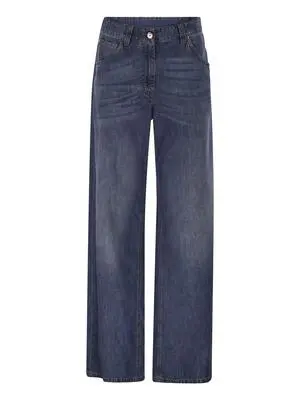 Brunello Cucinelli Wide-leg Cotton Jeans - Blue