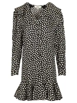 Chloé Long-sleeved Silk Jacquard Polka Dot Mini Dress - Black