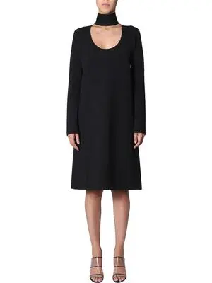 Bottega Veneta High Neck Long Sleeve Dress - Black