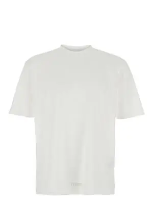 C.P. COMPANY White T-shirt With Round Neck And Logo On The Front In Cotton - Multicolor