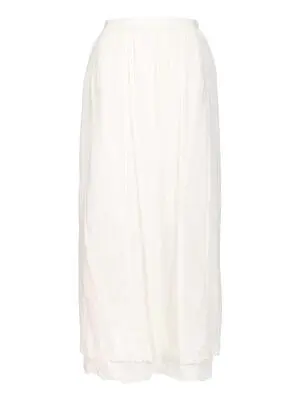 FORTE_FORTE Embroidered Voile Long Skirt - White