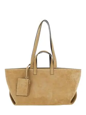 A.p.c. A.P.C. Women 'Le Drummer' Beige Shopper With Four Handles And Logo Lettering On The Front In Suede Women Multicolor