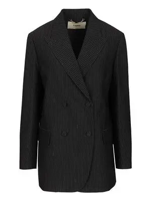 Fendi Pinstriped Wool Blazer - Blue