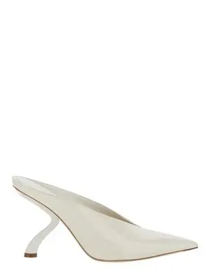 FERRAGAMO Leather Mules With Sculptural Heel - Multicolor