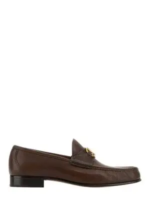 Valentino Garavani Leather Vlogo Loafers - Brown
