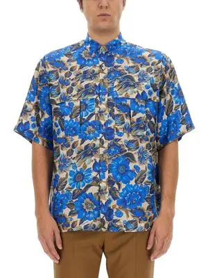 Moschino Blue Flowers Allover Print Shirt - Multicolor