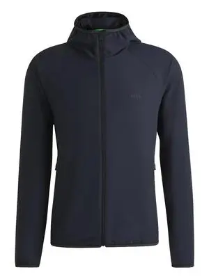 BOSS Logo Detailed Hooded Windbreaker - Blue