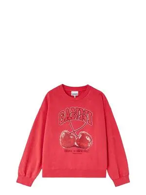 GANNI Cherry Print Cotton Sweatshirt - Red