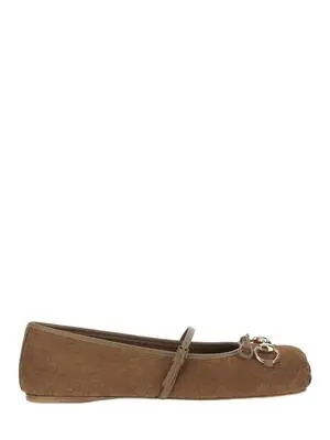 Gucci Suede Ballerina With All Over Gg Monogram - Brown