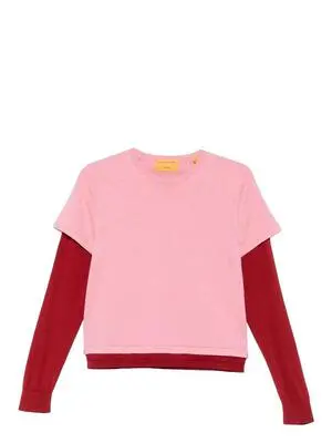 Guest In Residence Layered Effect Crew Neck Jumper - Pink