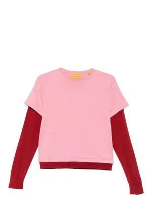 Guest In Residence Layered Effect Crew Neck Jumper - Pink