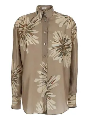 Brunello Cucinelli Printed Silk Shirt - Multicolor