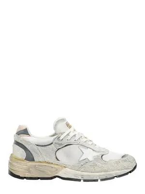 GOLDEN GOOSE Dad-star Trainers In Suede And Silver Mesh - White