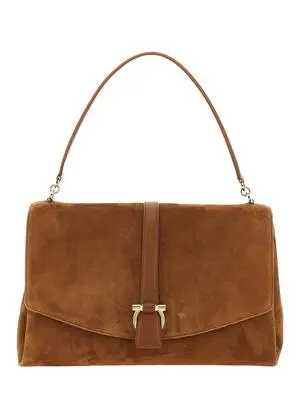 FERRAGAMO Th L' Suede Shoulder Bag - Brown