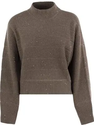 Brunello Cucinelli Cashmere And Wool Turtleneck Sweater - Brown