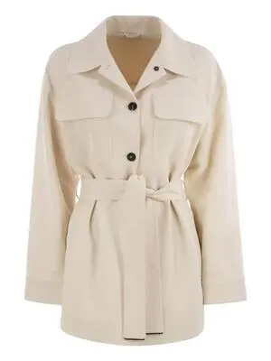Brunello Cucinelli Viscose And Wool Safari Jacket - Cream