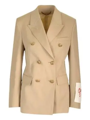 GOLDEN GOOSE Double-breasted Wool Blazer - Cream