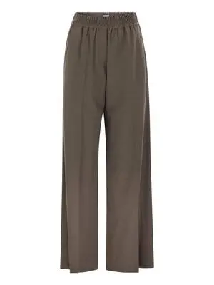Brunello Cucinelli Tropical Luxury Wool Loose Trousers - Multicolor