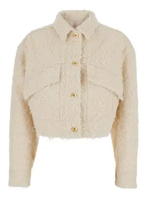 Brunello Cucinelli BRUNELLO CUCINELLI Fringed Cotton Jacket With Classic Collar Multicolor
