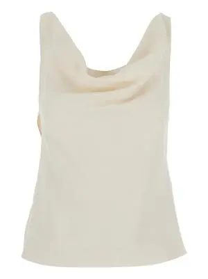 BRUNELLO CUCINELLI Brunello Cucinelli Women White Top With Draped Neckline In Viscose Blend For Women