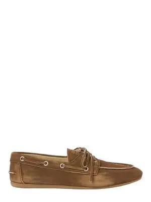 Miu Miu Suede Boat Loafers - Brown