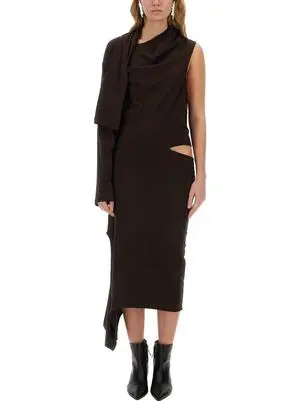 COURREGES Off Shoulder Dress - Brown