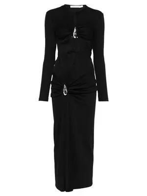 Christopher Esber Long Sleeve Twist Front Pendant Maxi Dress - Black