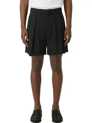 Saint Laurent Cotton Pleated Shorts - Black