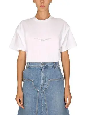 Stella McCartney Crystal Logo T-shirt - Optic White