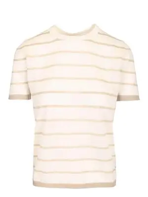 Max Mara Cashmere And Silk Blend Striped Sweater - Cream
