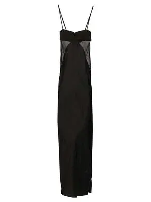 Rick Owens Combo Long Satin Dress - Black